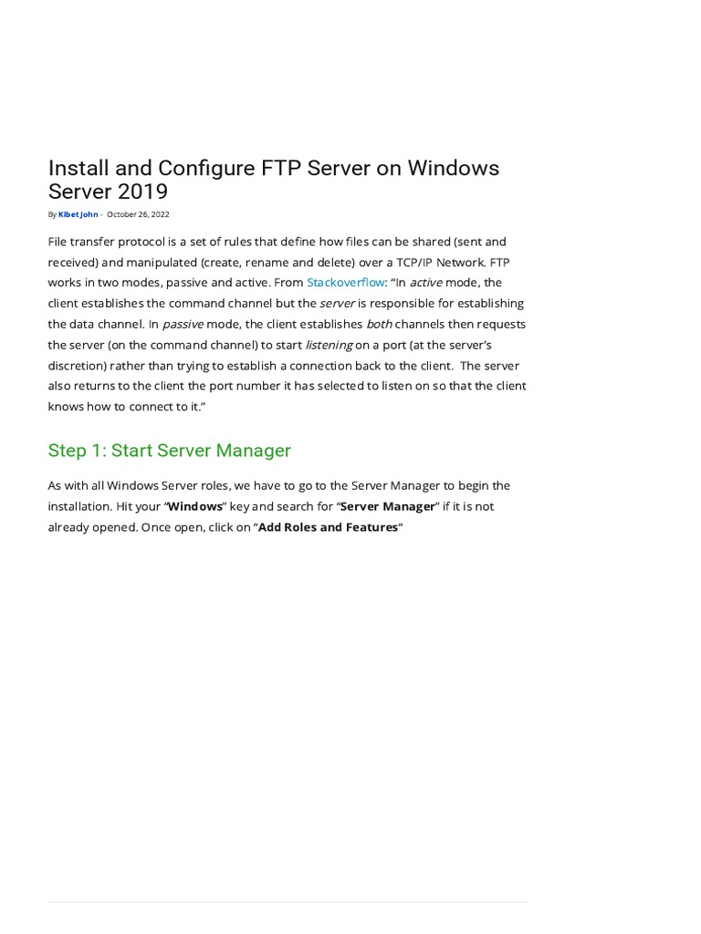 Install And Configure Ftp Server On Windows Server 2019 Computingforgeeks Pdf