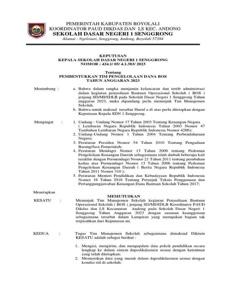 SK Bendahara Bos 2023 - 2 | PDF