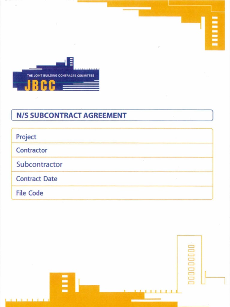 JBCC NS Subcontract Agreement Edition 6.2 2018 | PDF