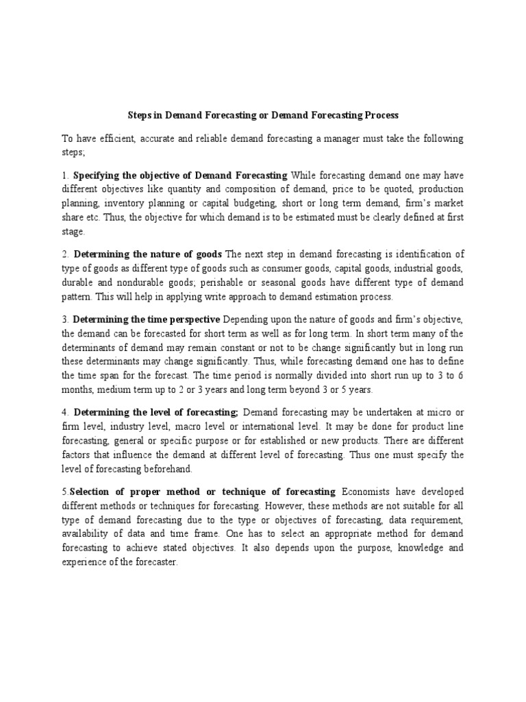 Steps in Demand Forecasting or Demand Forecasting Process | PDF ...