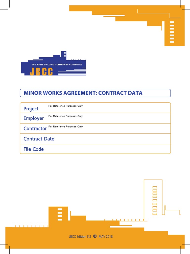 JBCC Minor Works Agreement Contract Data Edition 5.2 | PDF