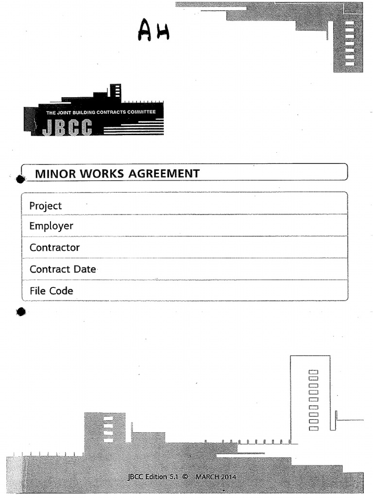 JBCC Minor Works Agreement Edition 5.1 March 2014 | PDF