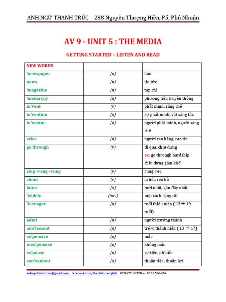 UNIT 5 - Av9 | PDF