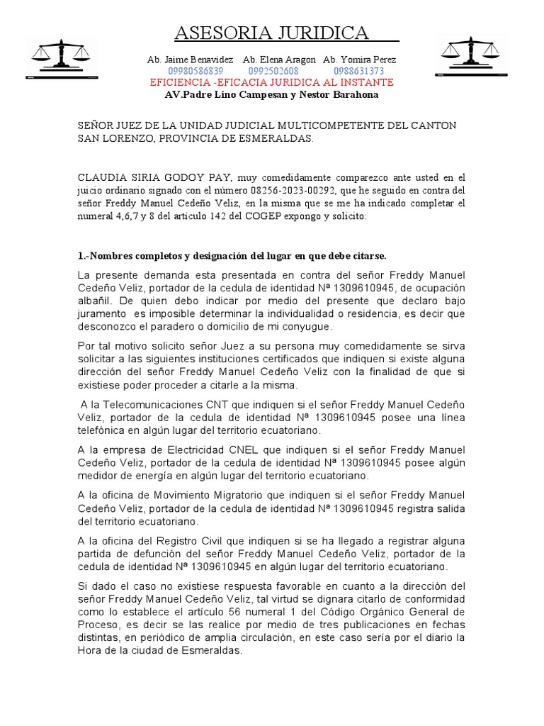 Complete Demanda de Divircio | PDF | Instituciones sociales | Gobierno