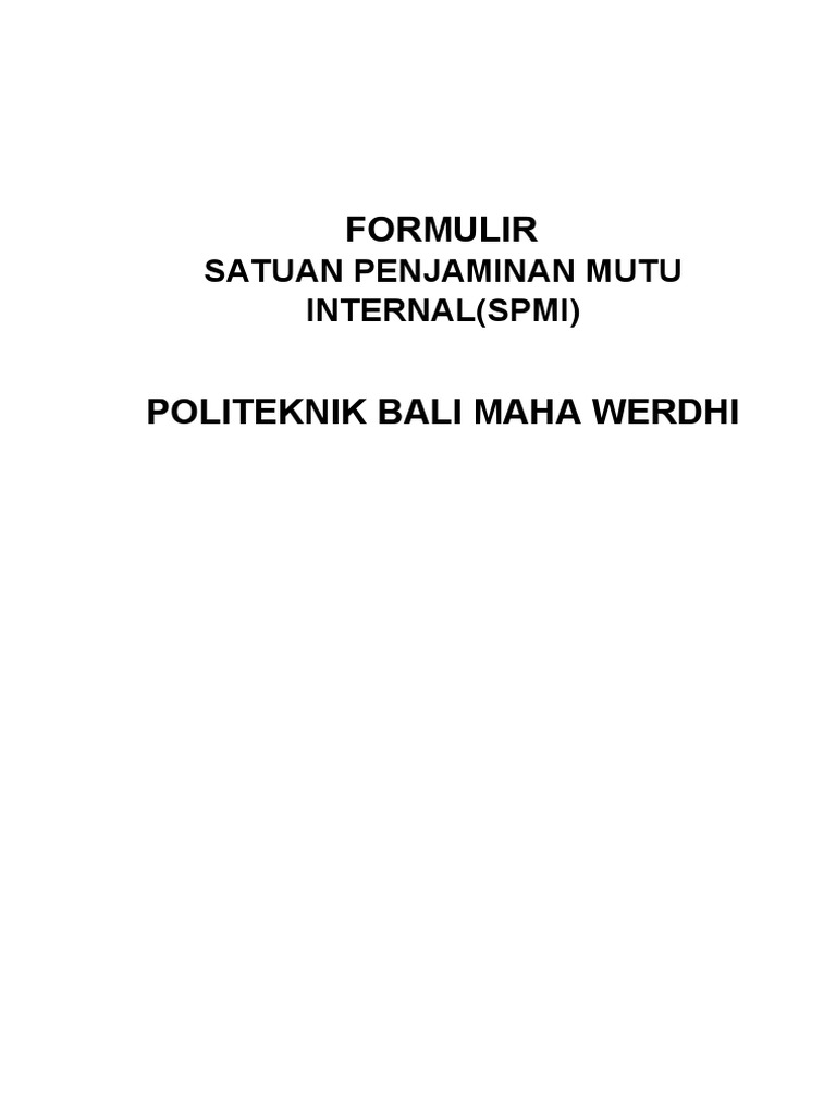 Formulir SPMI | PDF