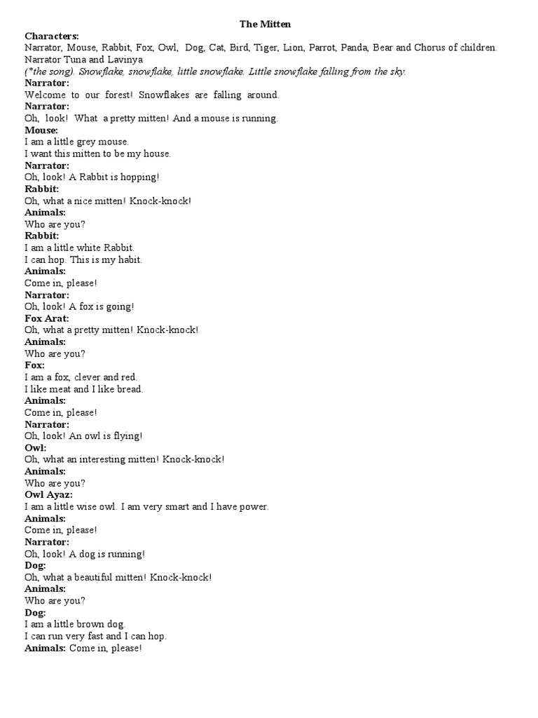 The Mitten Play Preschool | PDF