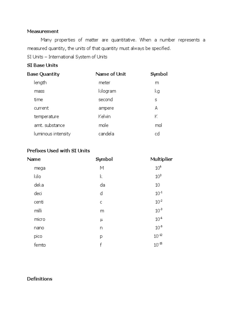 Lecture Notes in Measurement CM011L | PDF