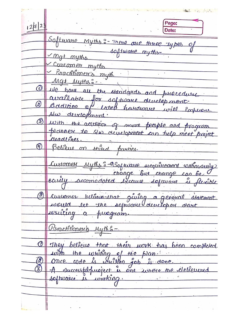 Software Engineering Handwritten Notes For Placements | PDF Software Engineering Handwritten Notes For Placements | PDF