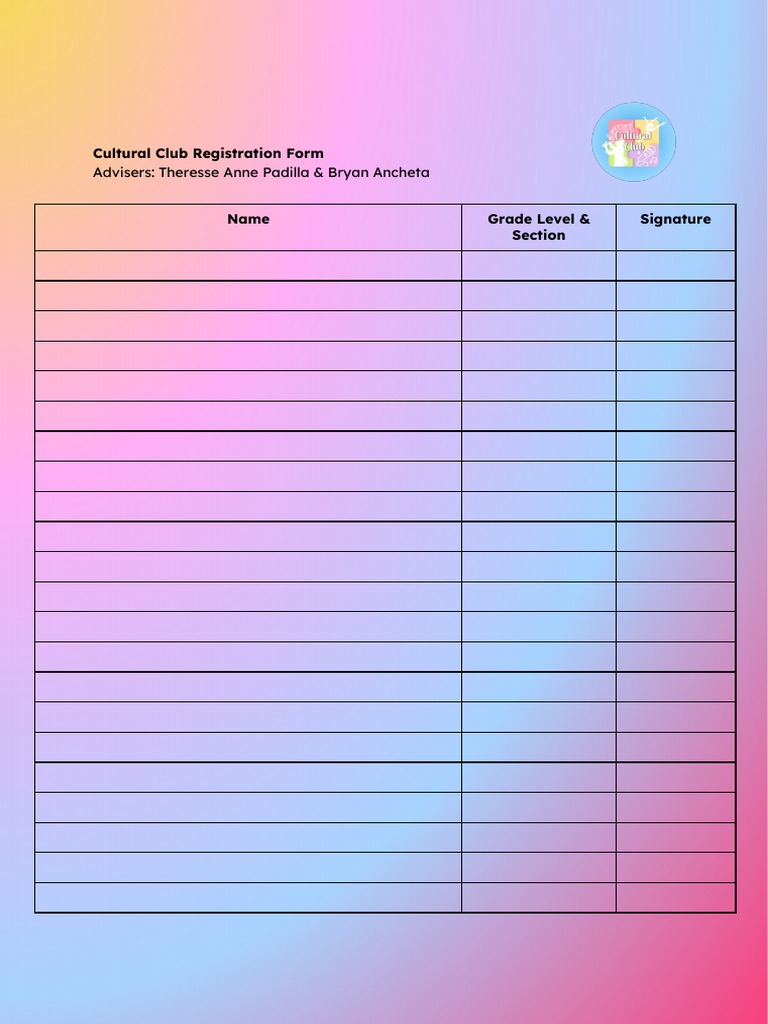 Cultural Club Registration Form | PDF
