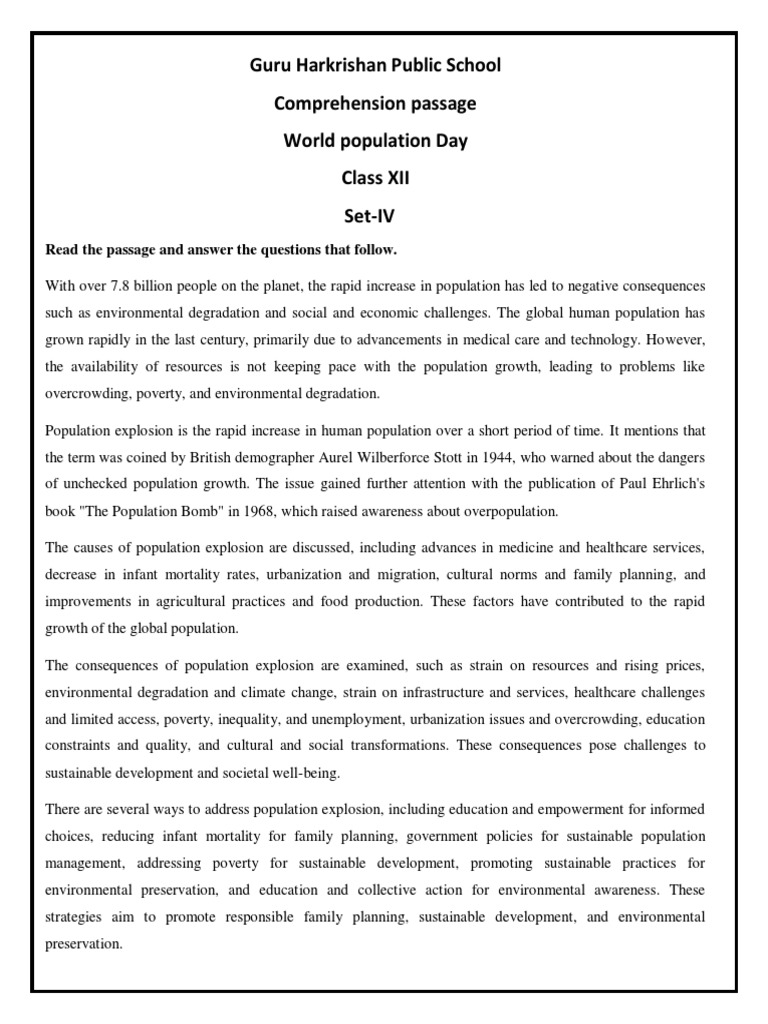 Set-IV Comprehension Passage - World Population Day | PDF