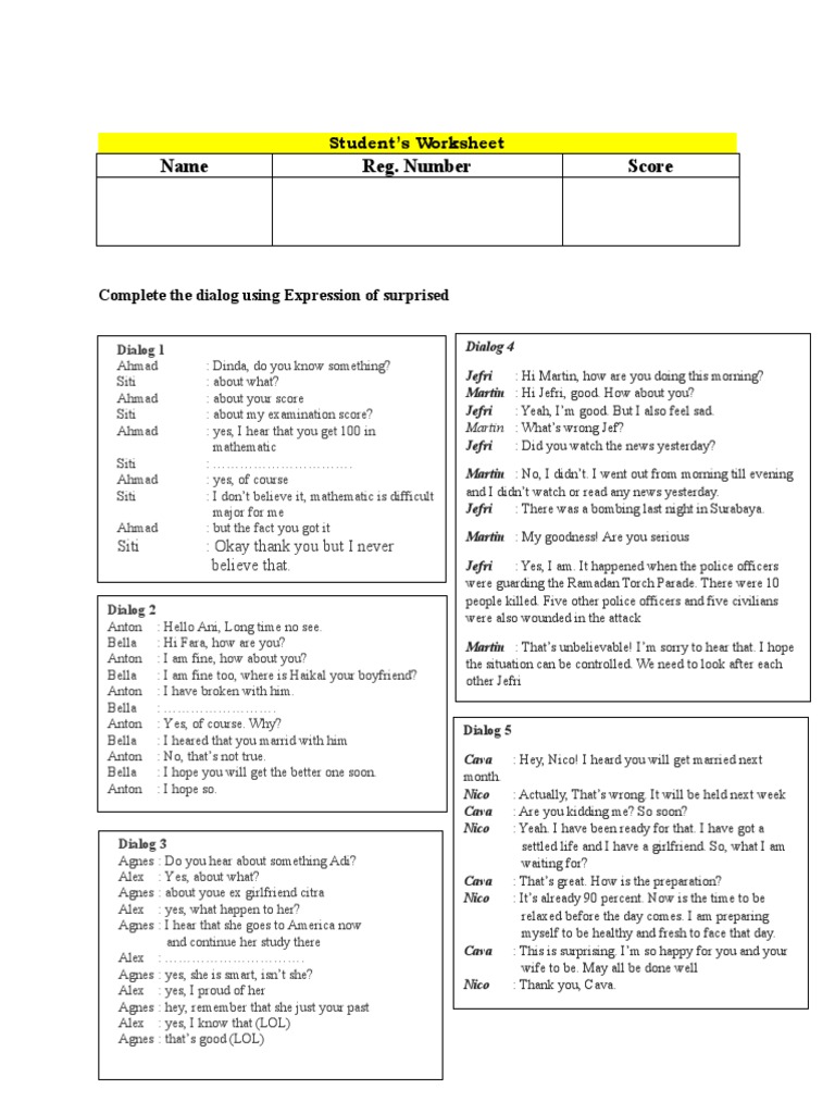 Student Worksheet | PDF