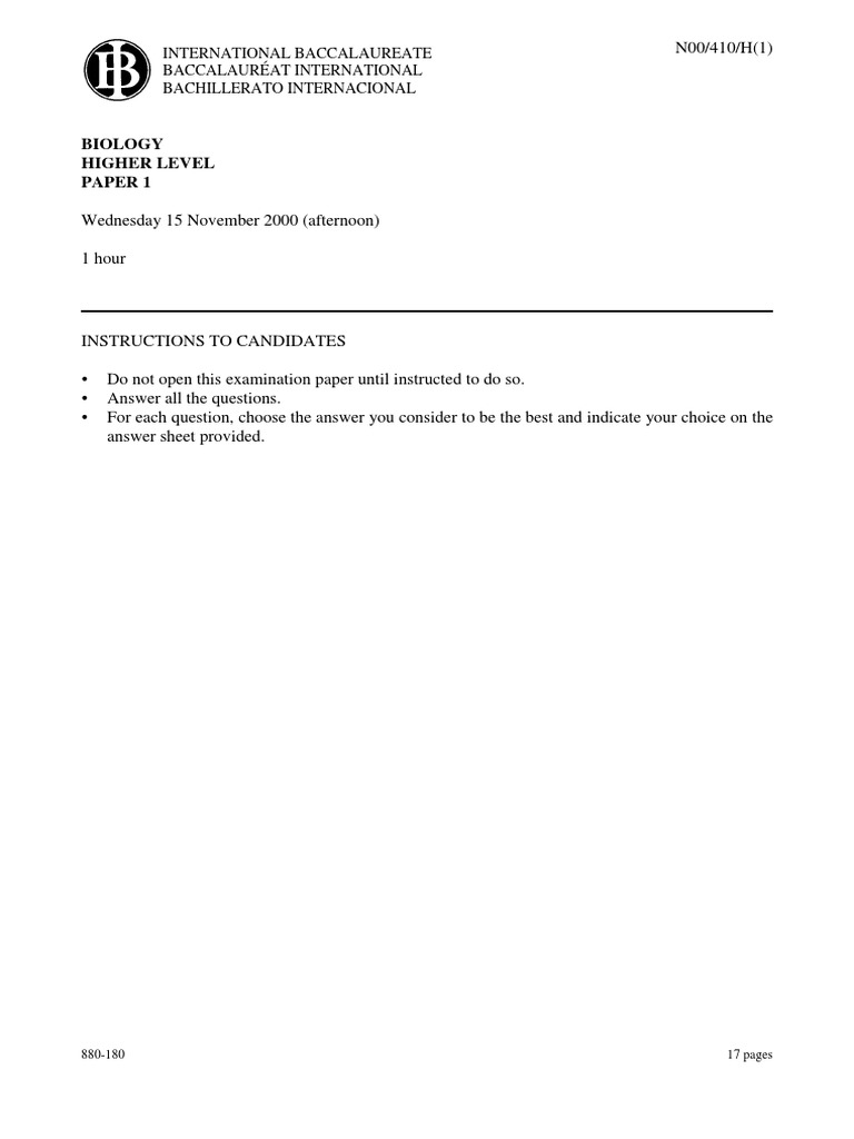 Bio 1999 Paper | Download Free PDF | Adenosine Triphosphate | Adenosine ...