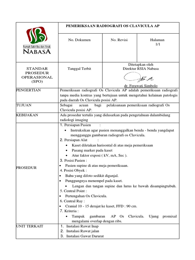 Prosedur Radiografi Os Clavicula AP | PDF