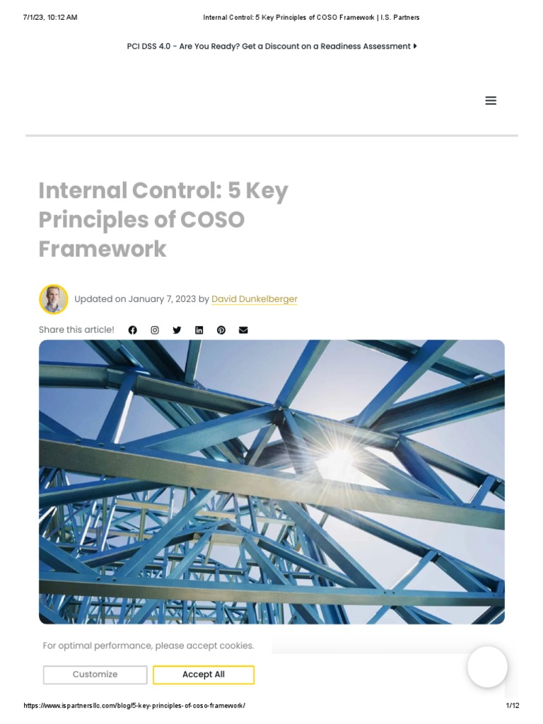 Internal Control - 5 Key Principles of COSO Framework - I.S. Partners | PDF