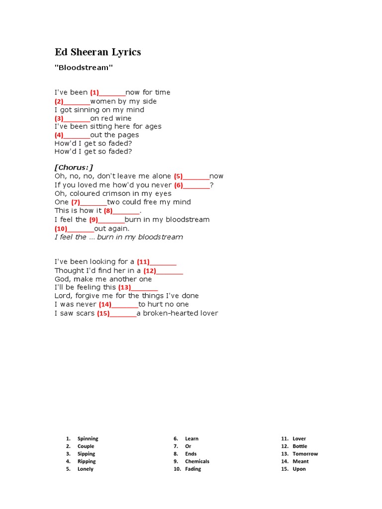 Ed Sheeran Fans' Lyric Puzzle | PDF