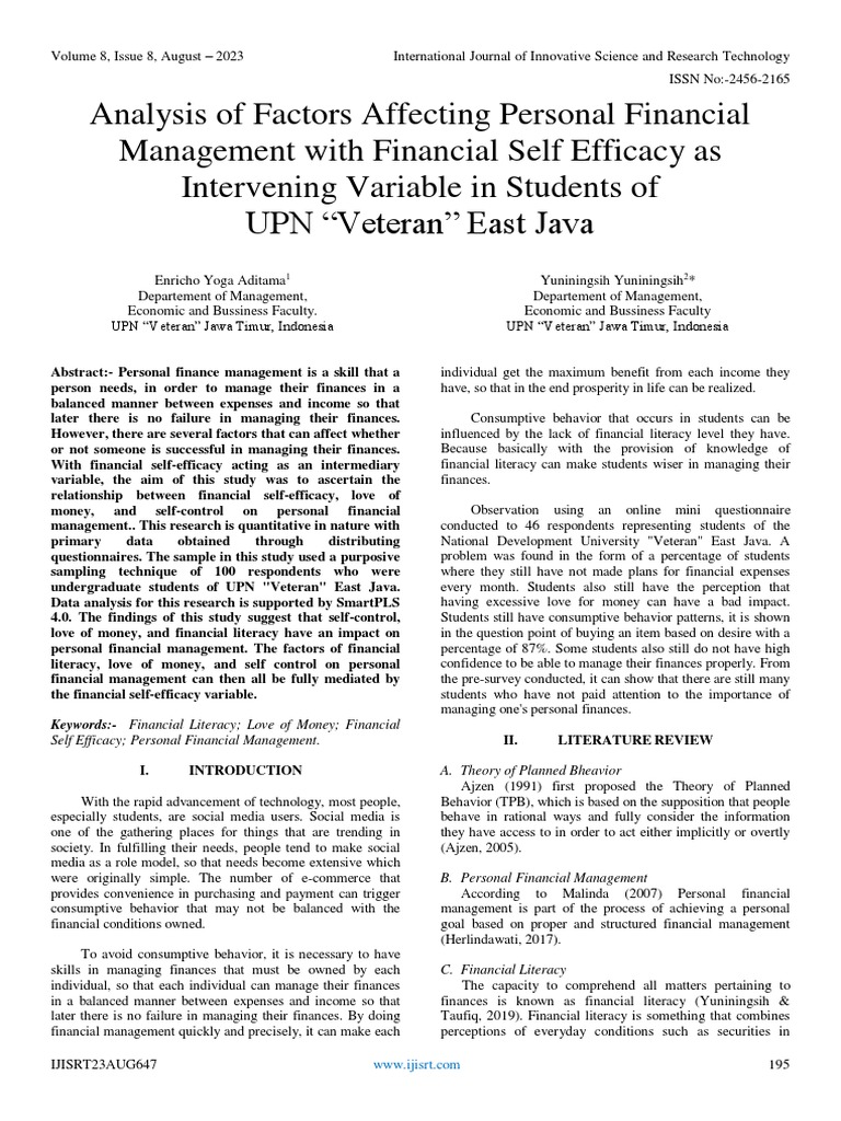 Analysis of Factors Affecting Personal Financial Management With ...