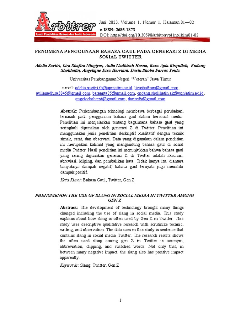 g557 - Fenomena Penggunaan Bahasa Gaul Pada Generasi Z Di Media Sosial ...