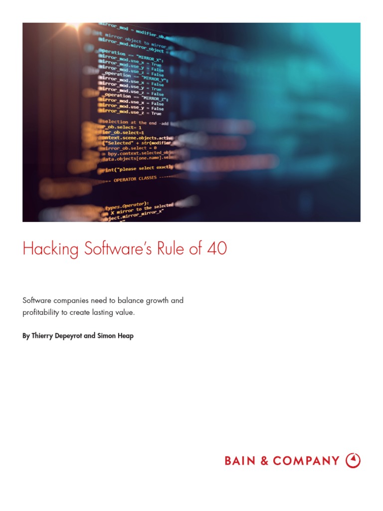 Bain Brief Hacking Softwares Rule of 40 | PDF