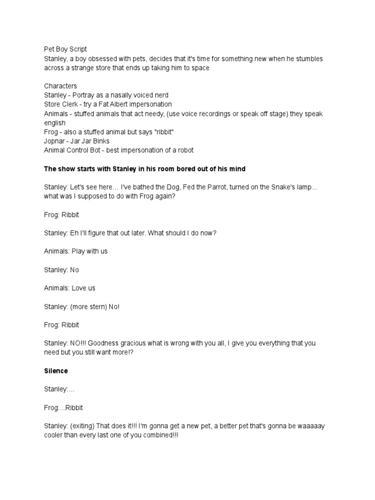 Pet Boy Script | PDF