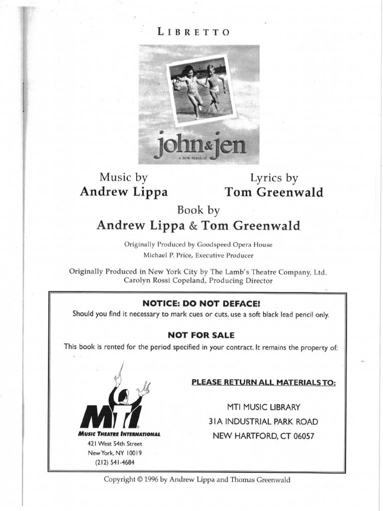 John and Jen - Libretto | PDF