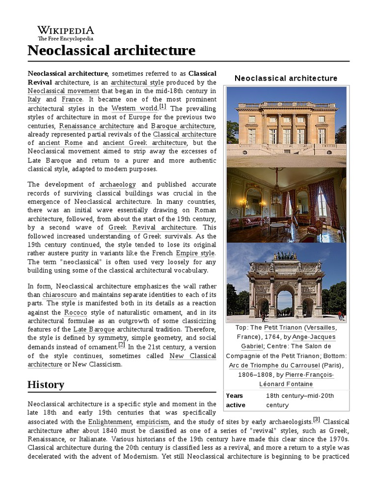 Neoclassical Architecture | PDF