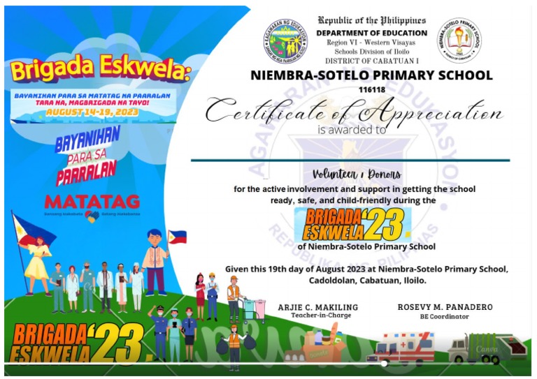 Brigada Eskwela Certificate | PDF