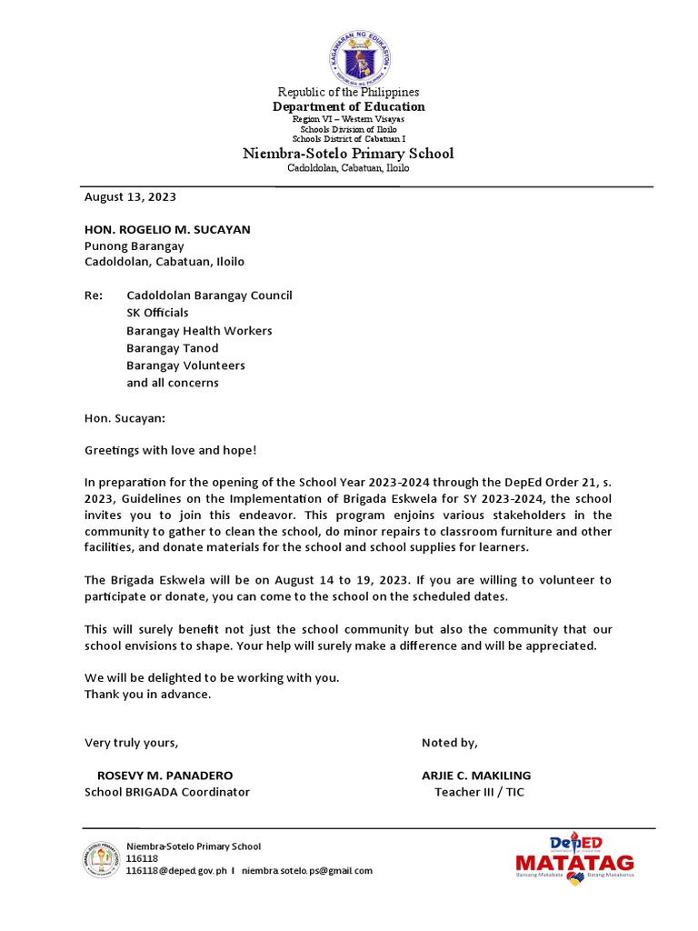 Letter of Invitation BRIGADA 2023 | PDF | Wellness