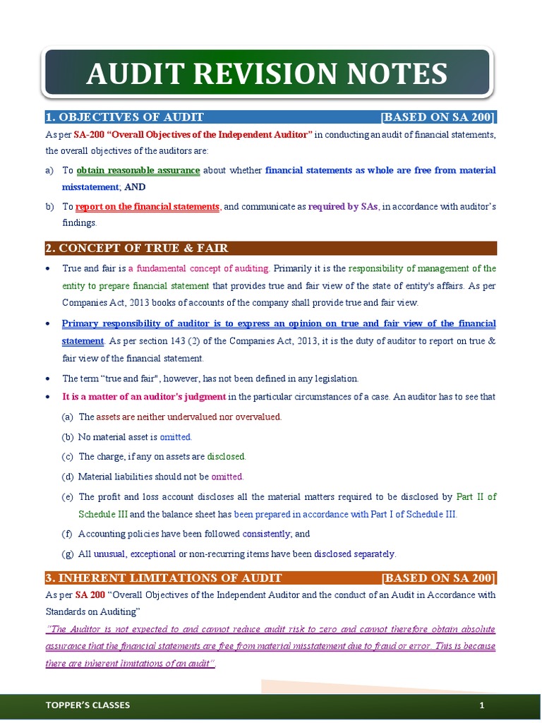 Audit Revision Notes | PDF