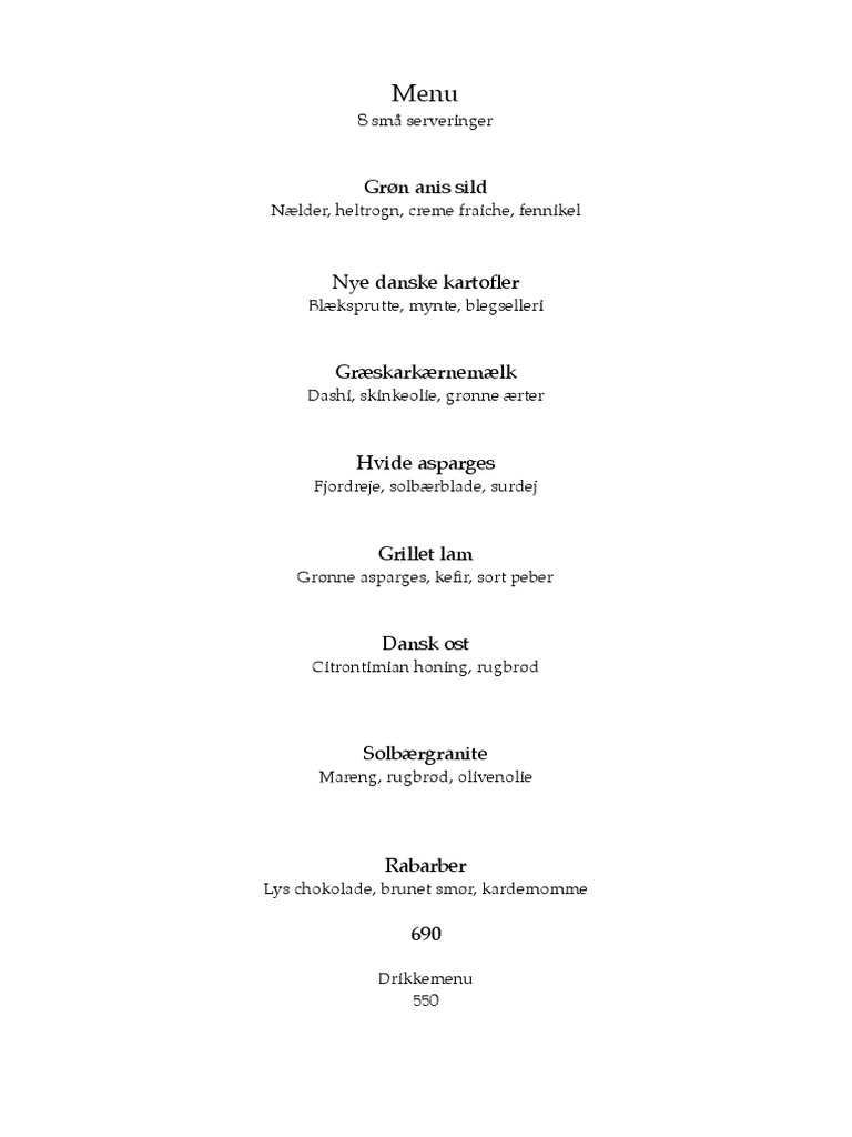 Menu Danish June | PDF