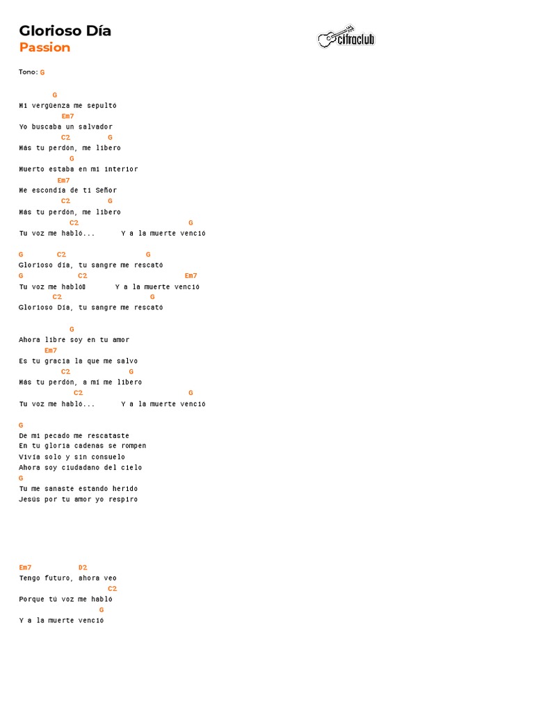 Glorioso Día: Letra y Acordes | PDF