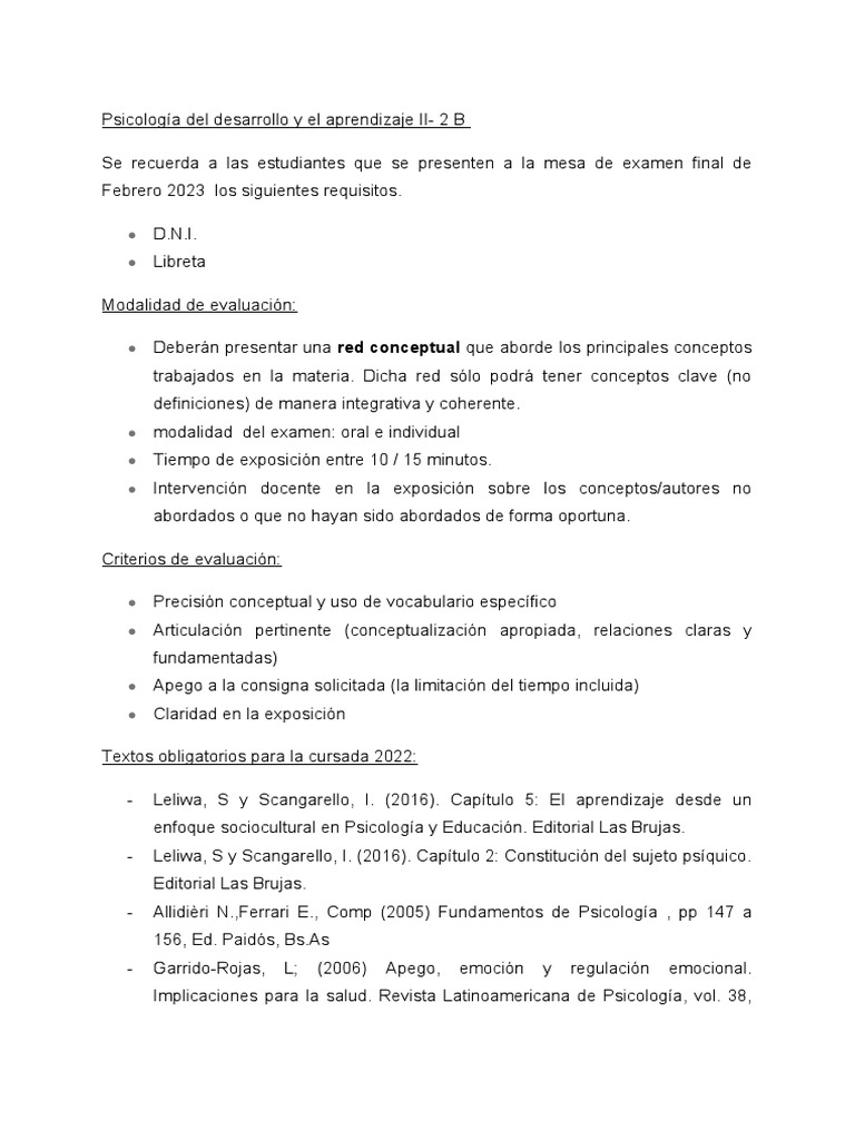 final psicologia del desarrollo y del aprendizaje 2 | PDF