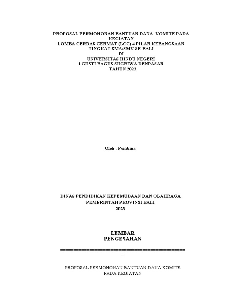 PROPOSAL LCC 4 Pilar 2023 | PDF