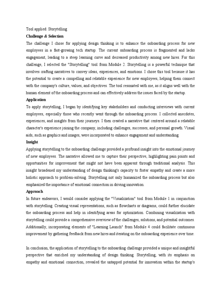 Coursera Design Thinking - Peer-Graded Assignment | PDF | Storytelling ...