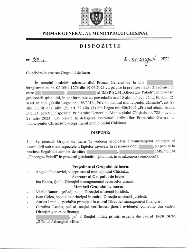 Dispozitie de Creare A Grupului de Lucru | PDF