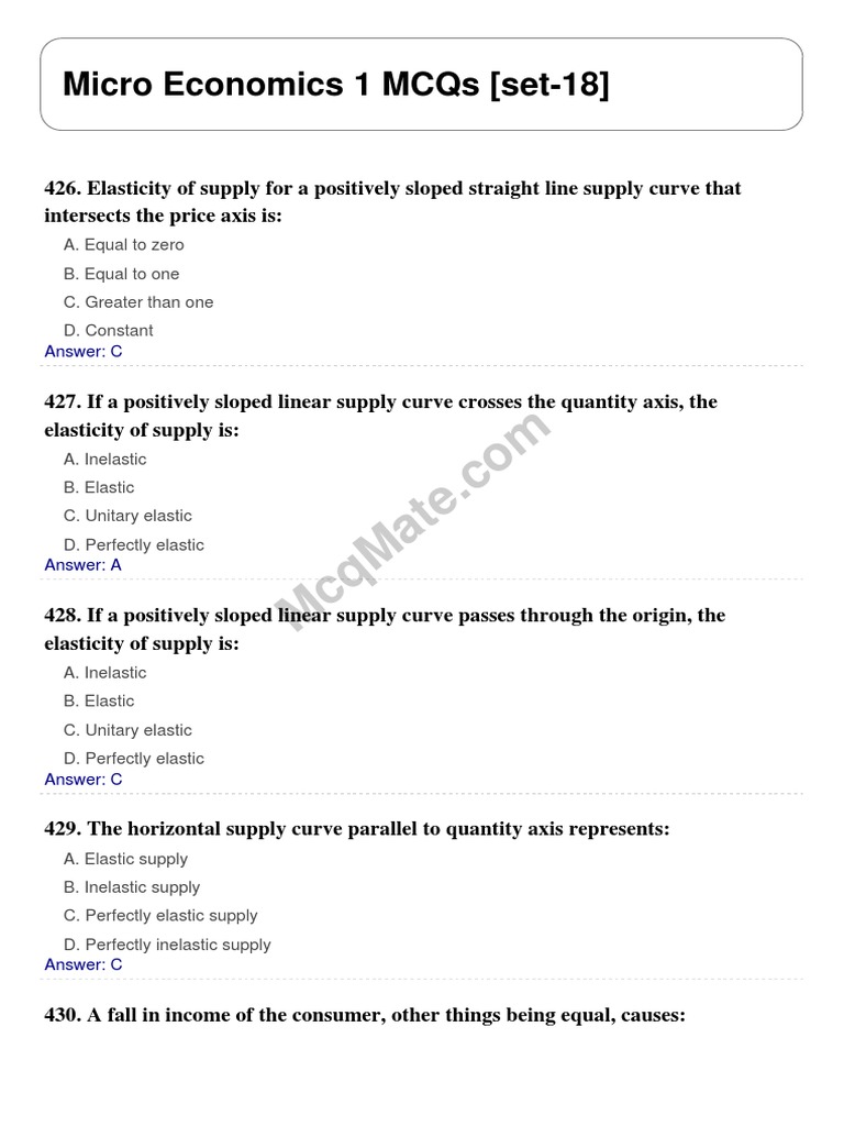 Micro Economics 1 Set 18 | PDF