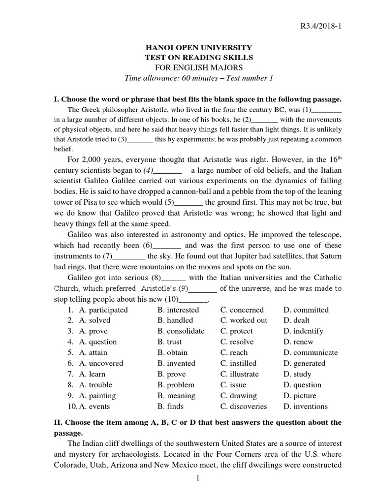 Reading 1 - Student | PDF | Galileo Galilei | Aristotle