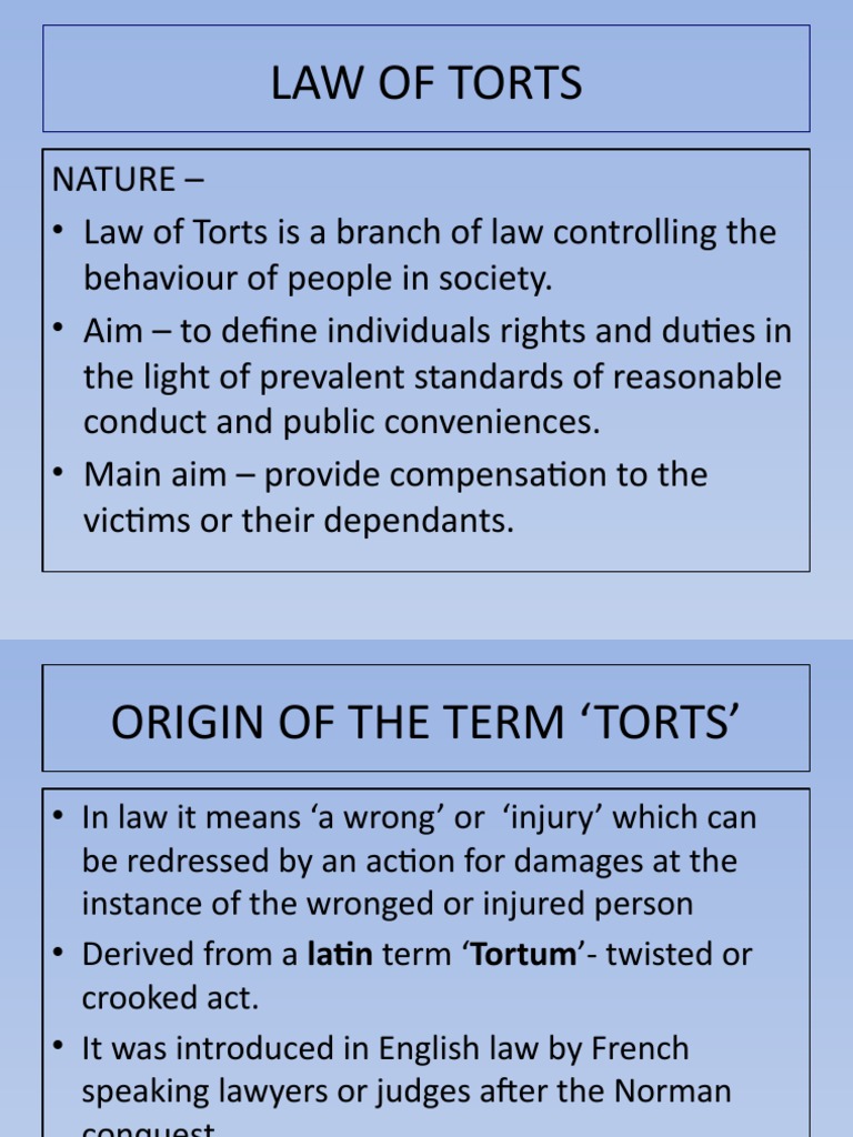UNIT 1 A. Law of Torts | PDF | Tort | Damages