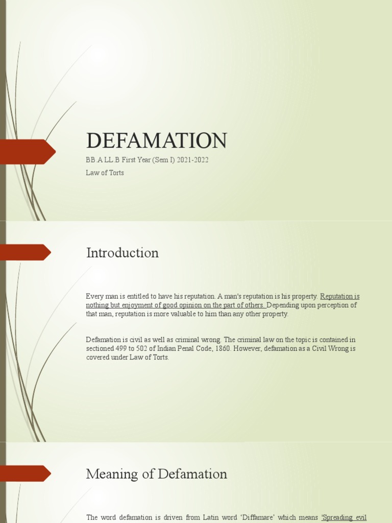 DEFAMATION | PDF