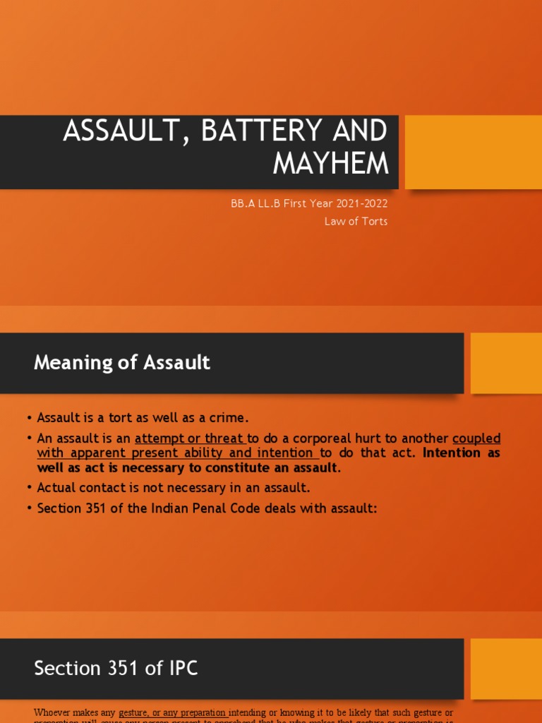 Understanding Assault, Battery, and Mayhem | PDF