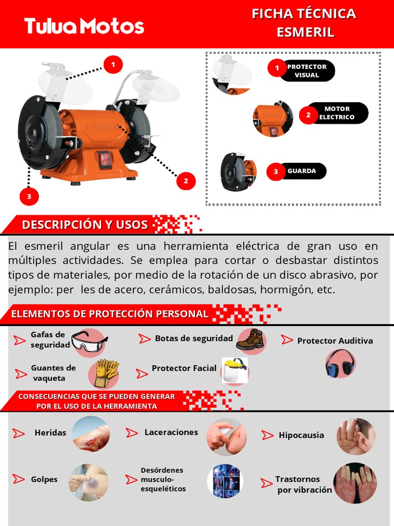 Ficha Técnica Esmeril | PDF | Herramientas | Ingeniería mecánica