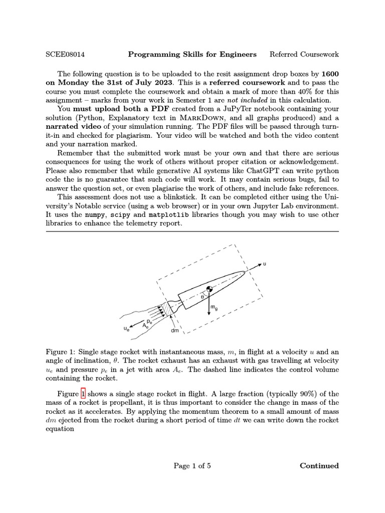 Coursework Rocket Pdf Rocket Equations