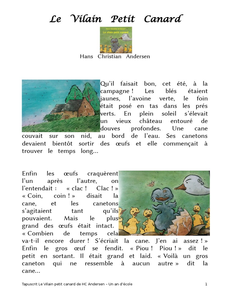 Ob 8730b8 Le Vilain Petit Canard Tapuscrit | PDF