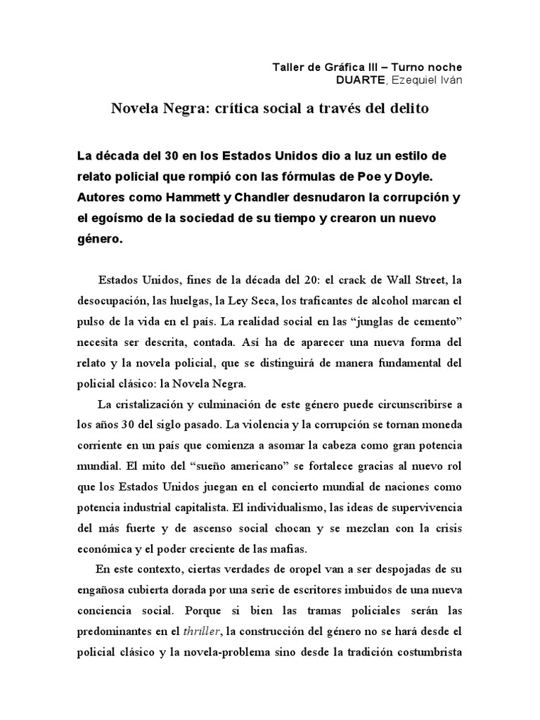 Novela Negra Pdf Crimen Ficcion Thriller Y Crimen