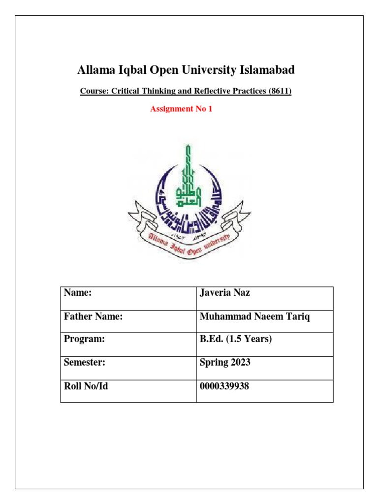 Assignment 8611 | PDF | Critical Theory | Critical Thinking