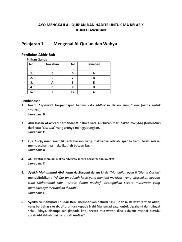 KJ - Ayo Mengkaji Qurdis Ma X | PDF