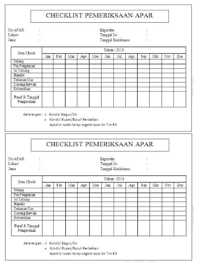 KARTU MONITOR APAR | PDF