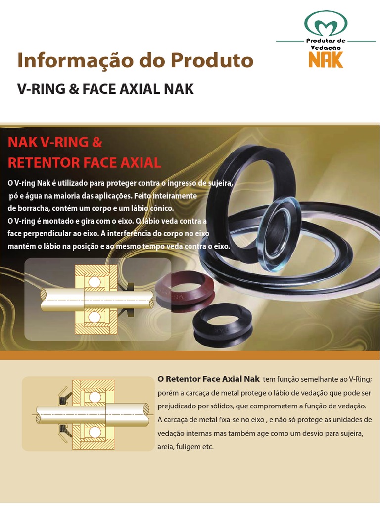 V-Ring e Retentor Face Axial NAK | PDF | Vestir-se | Eixo