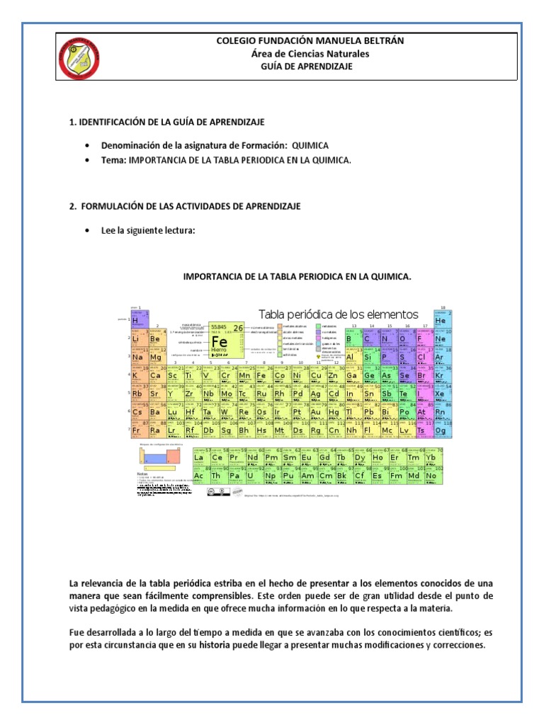 Importancia de La Tabla Periodica | PDF