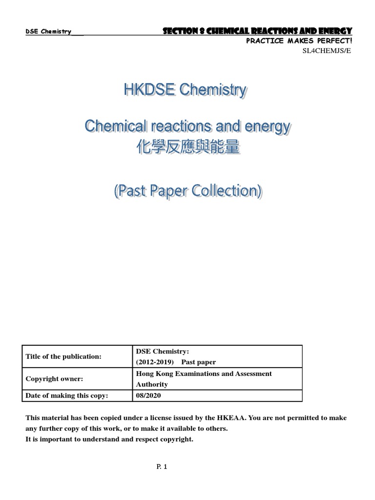 DSE Section 8 Reaction and Energy (Eng) | PDF | Science & Mathematics