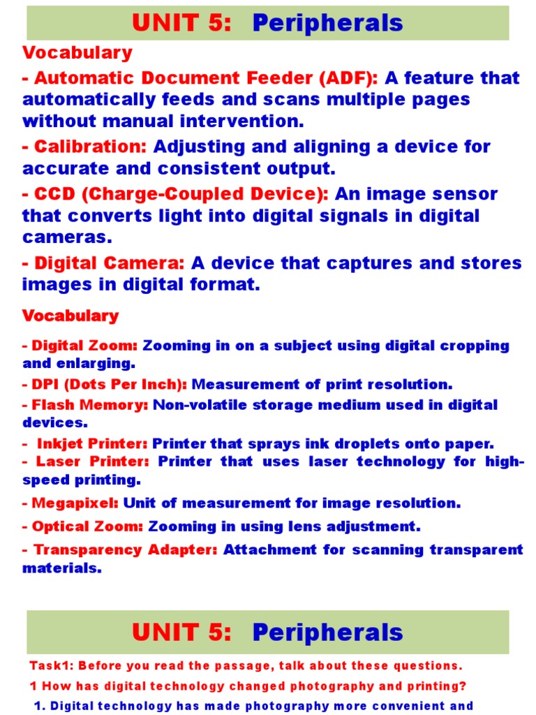 B2 Unit 5 - Peripherals | PDF | Image Scanner | Printer (Computing)